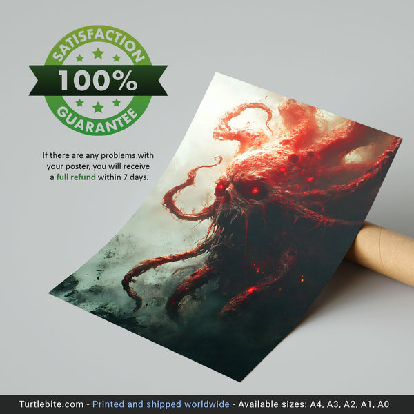 Tentacle Creature Poster - Dark Terrifying Art - Creepy Gorecore Print ...