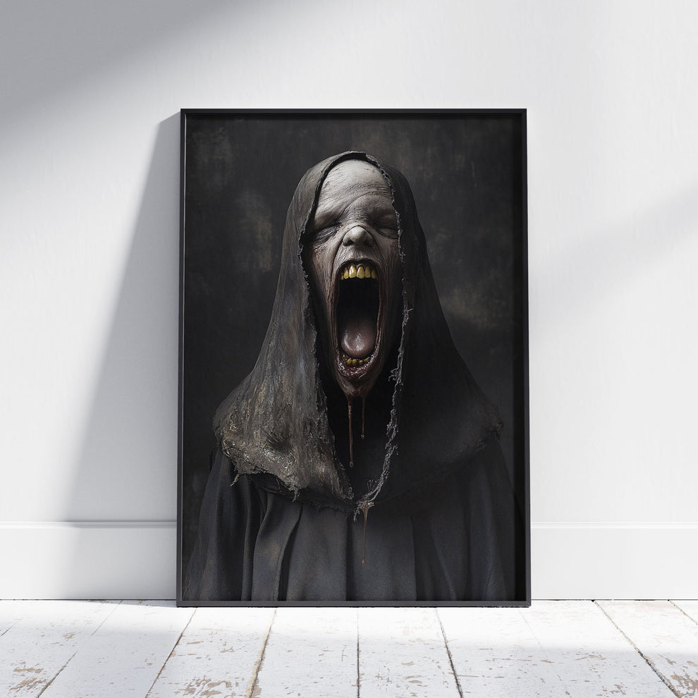 Screaming Monk Painting Poster, Medieval Oil Paintings Prints, Bizarre ...