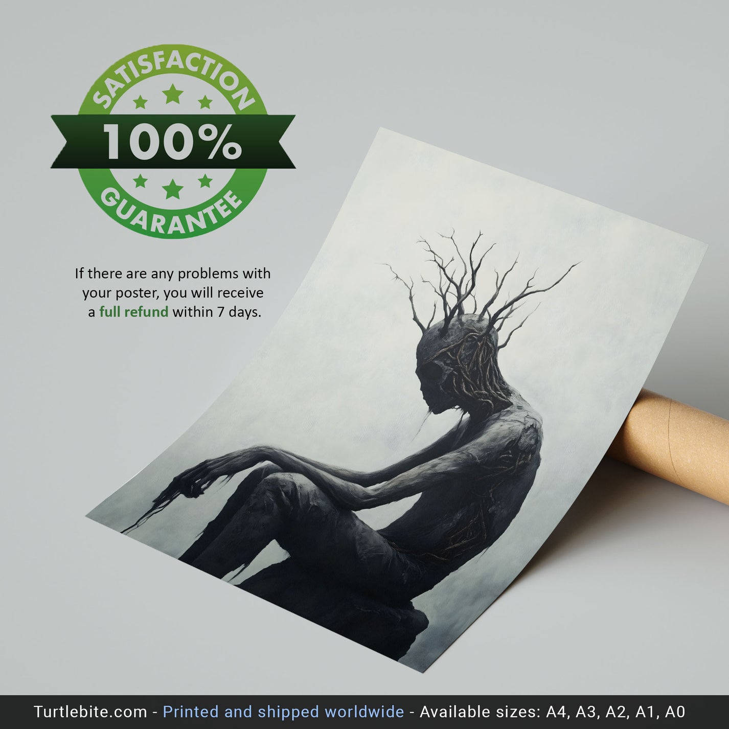 Creepy Sitting Tree Man Oil Painting Poster | Mysterious Painting ...