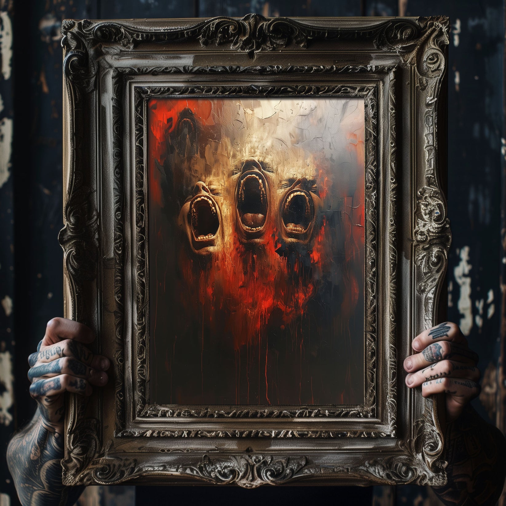 Screams from Hell Poster - Dark Gothic Oil Painting - Horror Art Print ...
