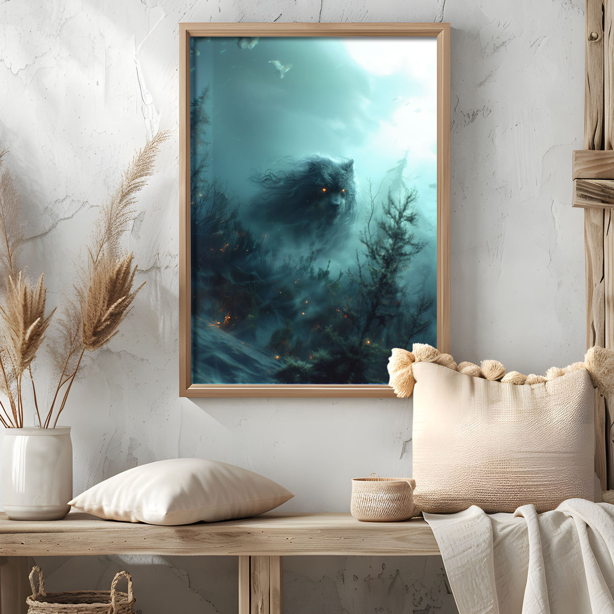 Mysterious Ghostly Bear in Misty Forest - Creepy Gothic Wall Art – Turtlebite Design